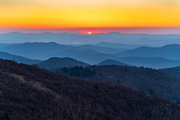 Sun Rising Over the Blue Ridge - Asheville Pictures